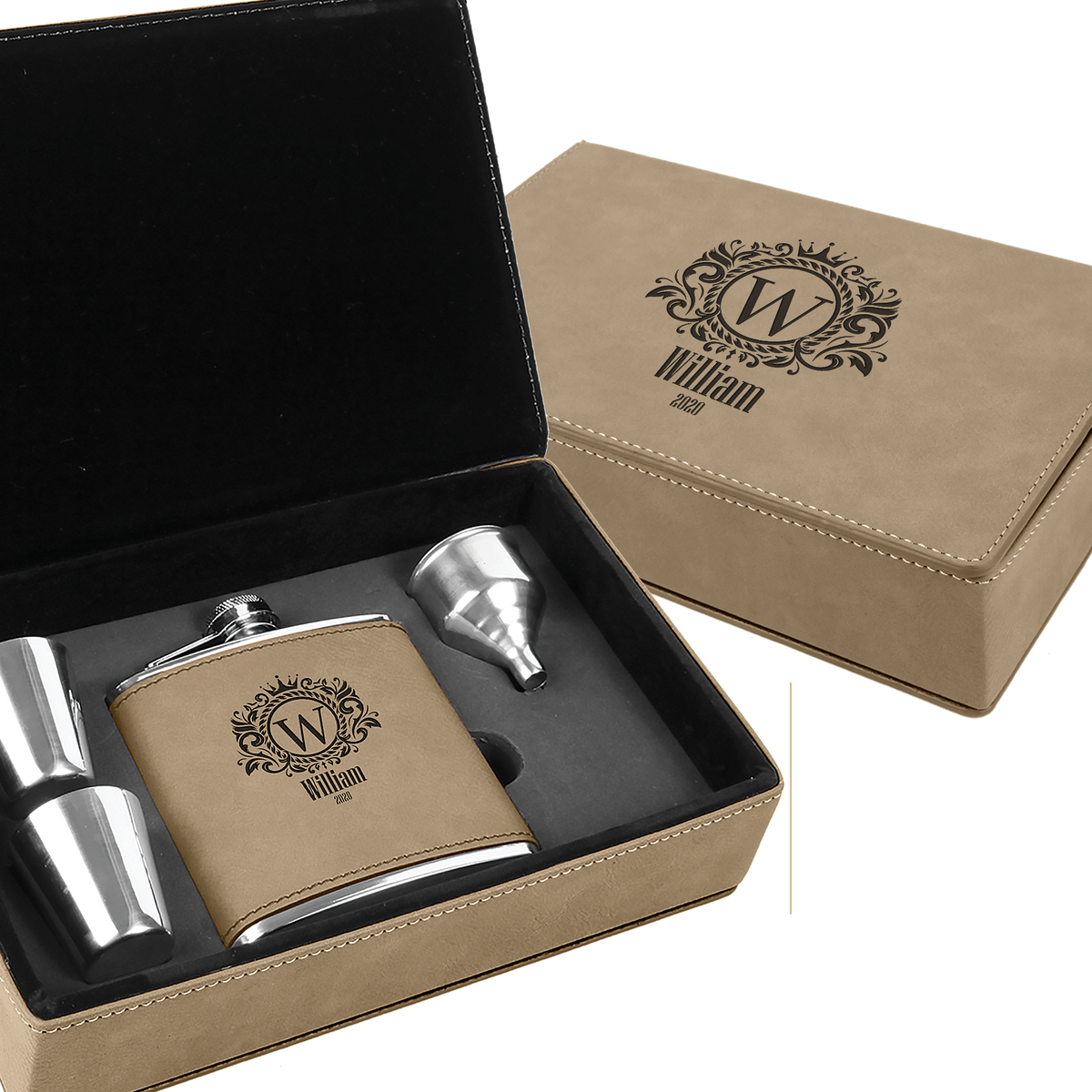 Leatherette Flask Sets – Art Laser Engraving