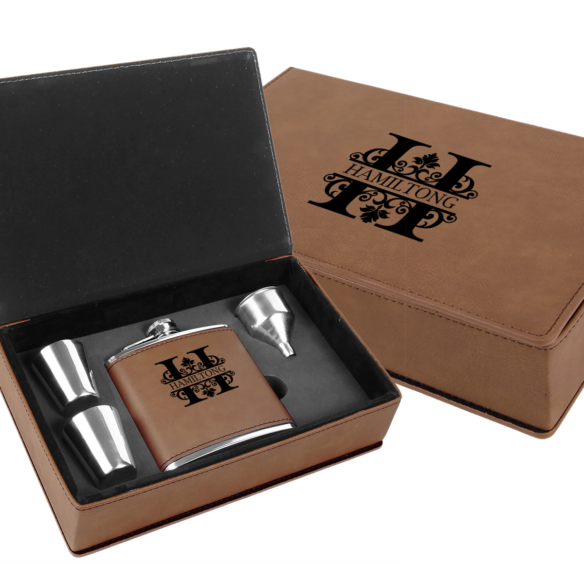 Leatherette Flask Sets – Art Laser Engraving