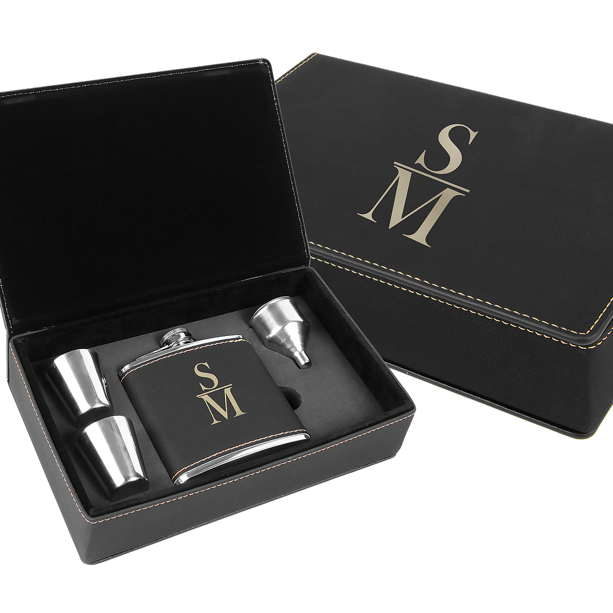 Leatherette Flask Sets – Art Laser Engraving